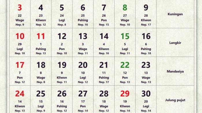 Kalender Jawa Bulan Maret 2024 Tepat Tanggal 20 Ruwah 1957 - 21 Pasa ...