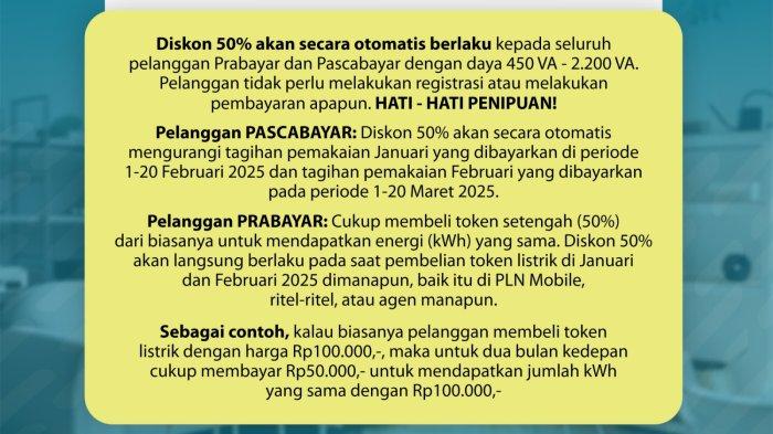 4 Syarat dan Ketentuan Diskon Tarif Listrik PLN 50 Persen untuk Pelanggan Pascabayar dan ...