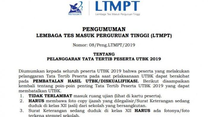 Pengumuman UTBK SBMPTN 2019 Gelombang 1 dan Jadwal UTBK Gelombang II ...