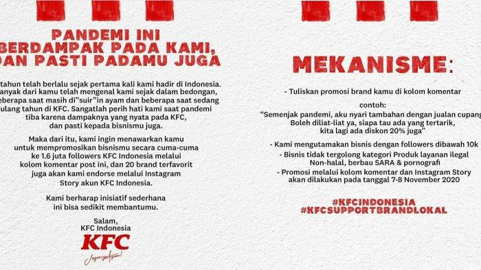 KFC Indonesia Kampanye Dukung Bisnis yang Terimbas Pandemi, Begini ...