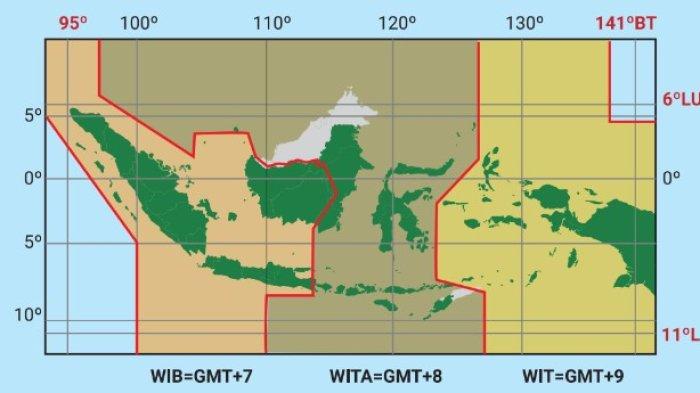 Materi IPS Kurikulum Merdeka Kelas 8 SMP BAB 1, Pembagian zona waktu di Indonesia - Tribunjogja.com