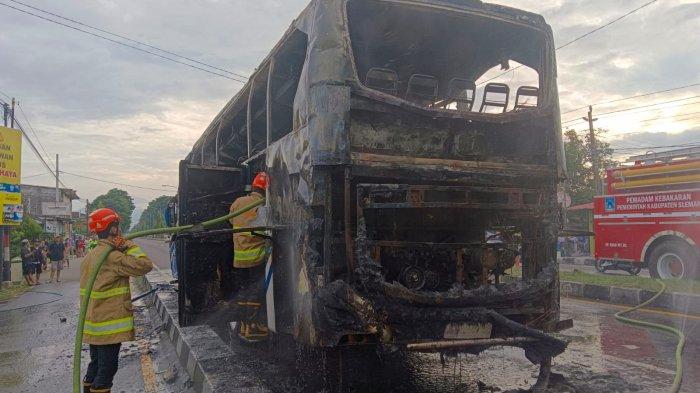 PENYEBAB Bus PO Haryanto Terbakar di Ringroad Barat Sleman, Diduga karena Korsleting Listrik ...