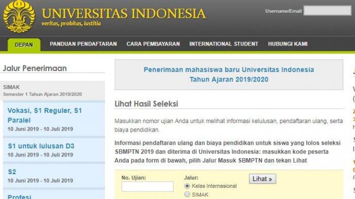 Pengumuman Hasil Seleksi Masuk UI via Penerimaan.ui.ac.id, Vokasi, S1 ...