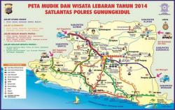 Ini Peta Mudik dan Wisata di Gunungkidul - Tribunjogja.com