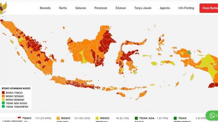 Update Peta Sebaran Zona Merah Covid-19 di Indonesia, DIY Sisakan 4 ...