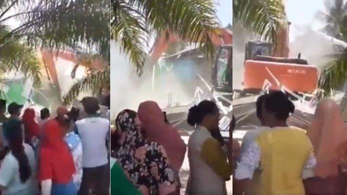 Viral Video Istri Tua Di Sumut Robohkan Rumah Istri Muda Pakai