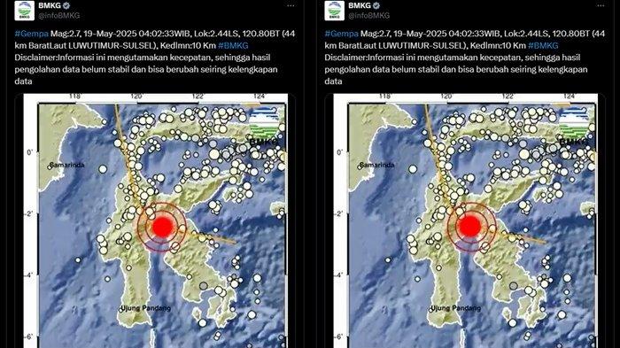 Gempa Terkini Luwu Timur Sulawesi Selatan Kedalaman 10 Km, Lihat Pusat Gempa Hari Ini dan ...