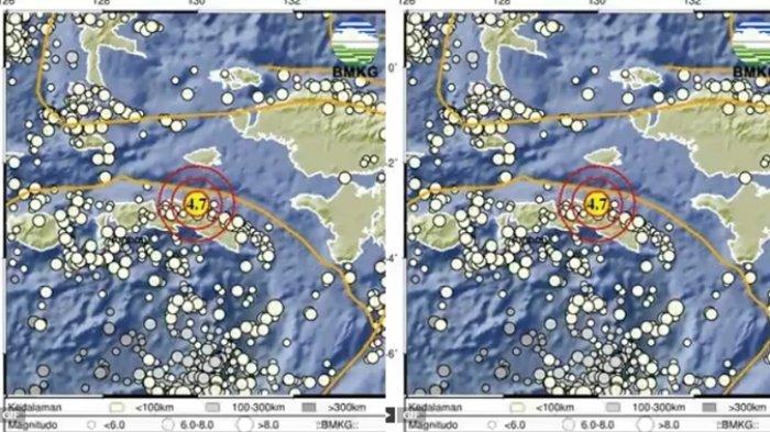 Gempa M 4.7 Guncang Seram Bagian Timur Maluku, Cek Pusat Gempa Terkini via BMKG Kedalaman 13 Km ...