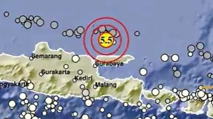 Gempa Terkini M 5.5 Guncang Bangkalan Jawa Timur, Getaran Terasa hingga Denpasar - Tribunkaltara.com