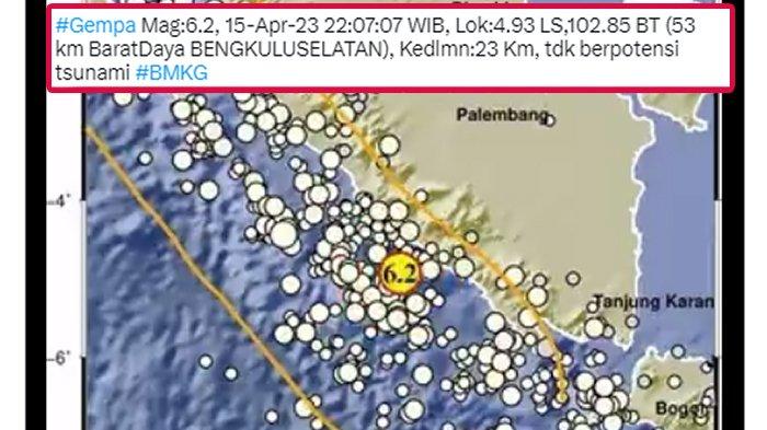 Gempa Terkini Magnitudo 6.2 Guncang Bengkulu Selatan, BMKG Sebut tak Berpotensi Tsunami ...
