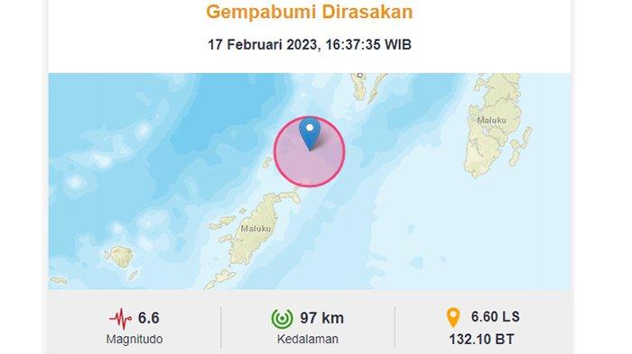 Gempa Terkini di Indonesia, M 6.6 Guncang Maluku Tenggara, Terasa hingga Sorong Papua Barat ...