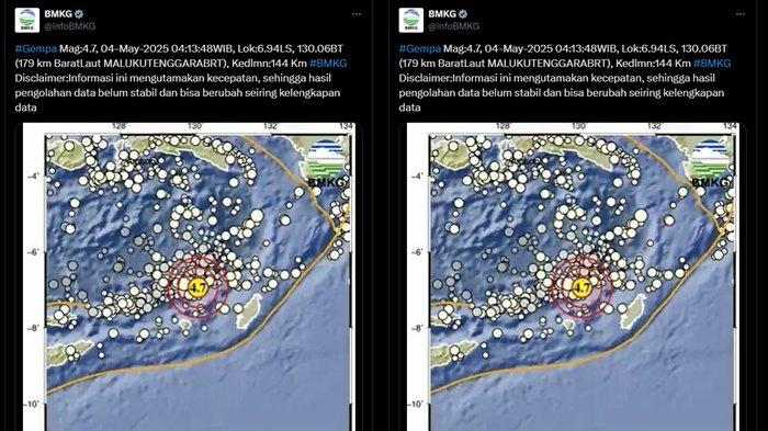 Gempa Terkini M 4.7 Guncang Maluku Tenggara Barat Provinsi Maluku, Cek Pusat Gempa Hari Ini via ...