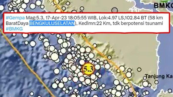Gempa Terkini Guncang Bengkulu Selatan, Magnitudo 5.3, Simak Imbauan BMKG - Tribunkaltara.com