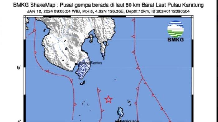Update Gempa Sulawesi Utara, BMKG: Setelah Melonguane, Gempa Magnitudo 4.8 Guncang Pulau ...