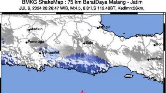 BMKG: Gempa Magnitudo 4.5 Guncang Malang Jawa Timur Malam Ini, Cek Daerah Terdampak dan Pusat ...