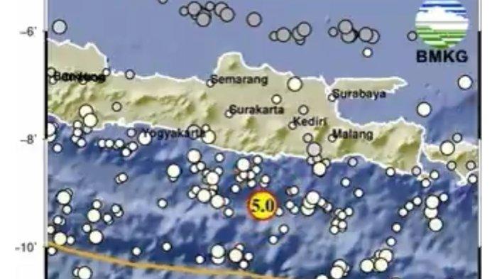 Gempa Terkini Magnitudo 5.0 di Tenggara Pacitan Jawa Timur Siang Ini, BMKG: Tak Berpotensi ...