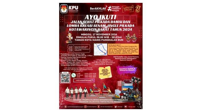 KPU Kobar Kalteng Gelar Jalan Sehat dan Lomba Senam Jingle Pilkada 2024, Ayo Ada Hadiah Menarik ...