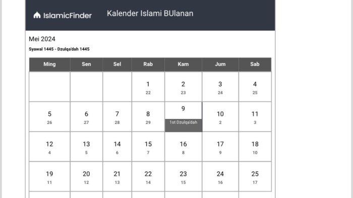 Kapan Bulan Zulkaidah di Kalender 2024 Dimulai? Cek Penanggalan Hijriah ...