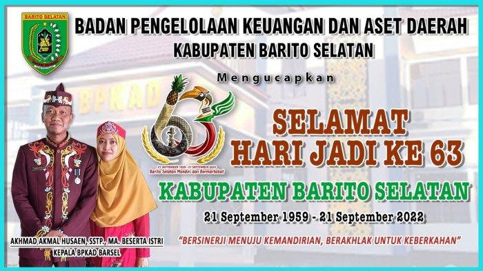 Ucapan Selamat Hari Jadi Ke-63 Kabupaten Barito Selatan dari BPKAD ...