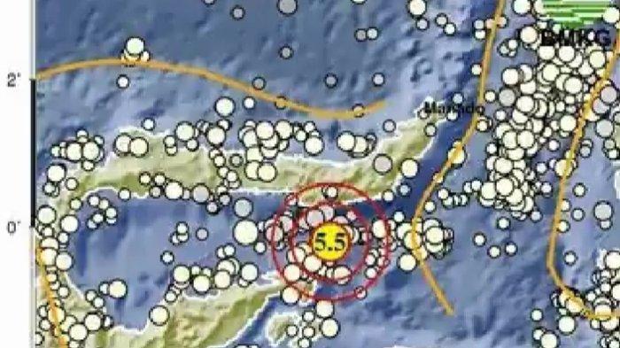 GEMPA Terkini Guncang Bolaanguki Bosel Sulut, Magnitudo 5,5 SR, Senin 1 Januari 2024, Info BMKG ...