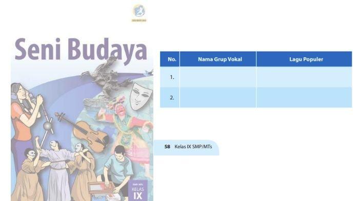 Kunci Jawaban Seni Budaya Kelas 9 Halaman 58 dan 59, Menulis Nama Grup Vokal dan Lagunya ...