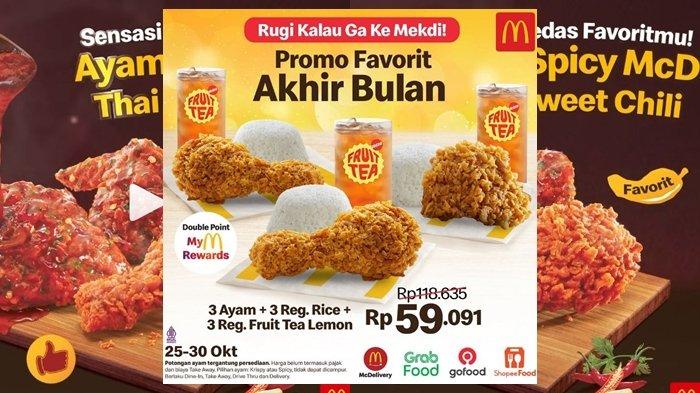 2 Pilihan Promo McD hingga Akhir Oktober, Bayar Rp 59.091 Dapat 3 Potong Ayam, 3 Nasi dan 3 ...
