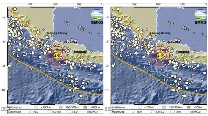 Gempa Barusan di Bayah Banten Magnitudo 4.9, Info Lengkap BMKG Terkini - Tribunkaltim.co