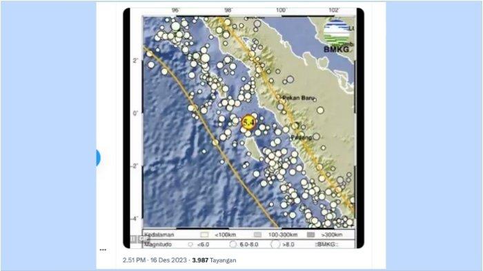 Info Gempa Terkini Magnitudo 5,4 Pusat Gempa Sumbar 2 Menit Lalu, Guncangan Terasa hingga Padang ...