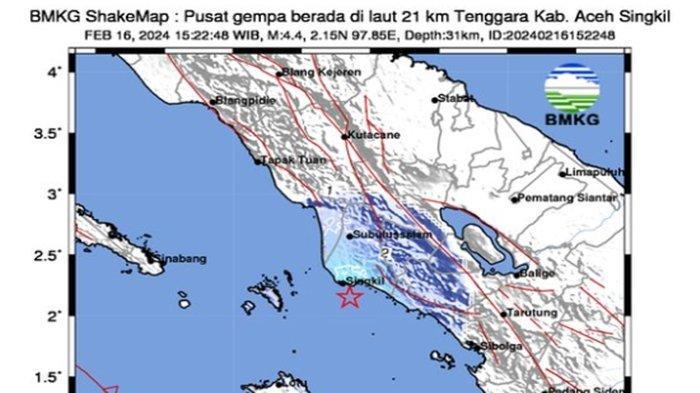 Info BMKG Gempa Hari Ini Magnitudo 4.4, Pusat Gempa 2 Menit yang Lalu di Kabupaten Aceh Singkil ...