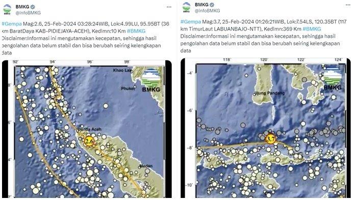 Gempa Hari Ini, Pusat Gempa di Pidie Jaya Aceh dan Labuan Bajo, Info BMKG Terkini - Tribunkaltim.co