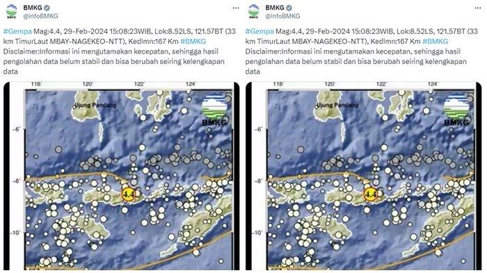 Berita Gempa Terkini, Gempa di Mbay, Nagekeo, NTT Magnitudo 4.4, Simak ...