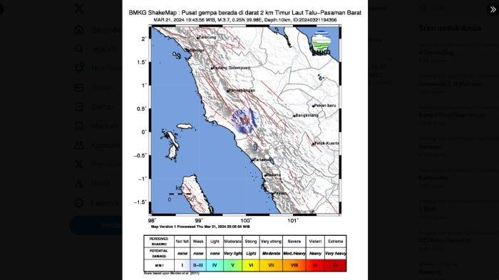 Baru Saja! Info BMKG Gempa Padang Hari Ini 21 Maret 2024, Pusat Gempa Terkini 2 Menit yang Lalu ...