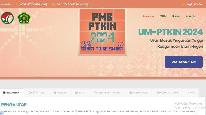Resmi! Terjawab UMPTKIN 2024 Kapan Dibuka di Link um.ptkin.ac.id ...