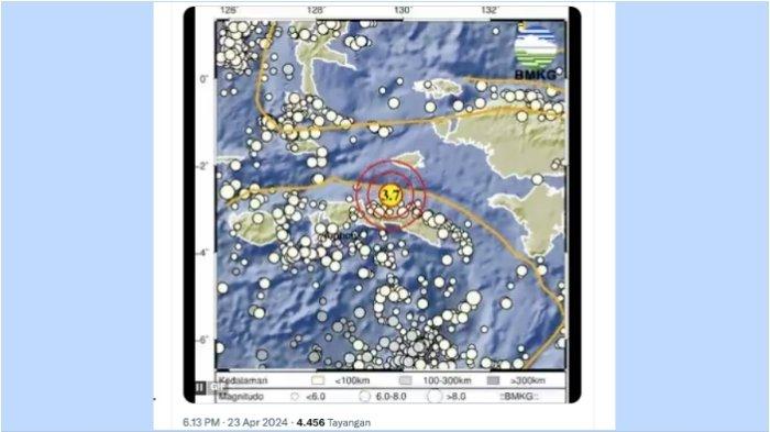 Terkini, Gempa Magnitudo 3.7, Pusat Gempa Hari Ini di Seram, Maluku, Cek Info Keselamatan BMKG ...