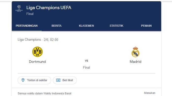 Seru! Info Terbaru Final UCL 2024: Jadwal Pertandingan Dortmund vs Real Madrid Liga Champions ...