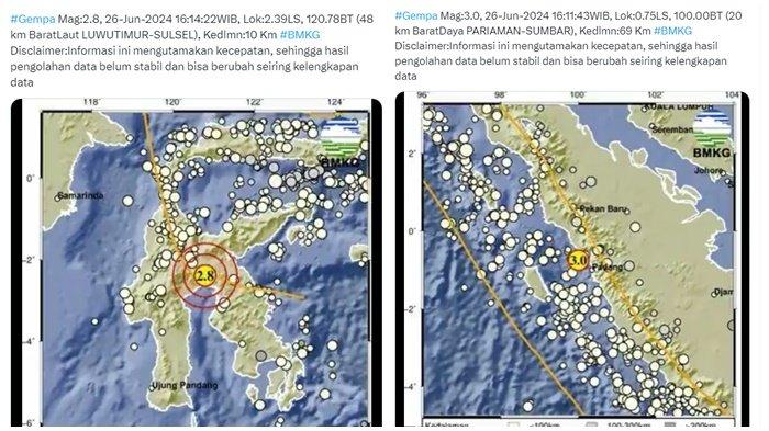 Gempa Pariaman dan Luwu Timur Hari Ini, Pusat Gempa di Laut, Cek Info Terkini BMKG - Tribunkaltim.co