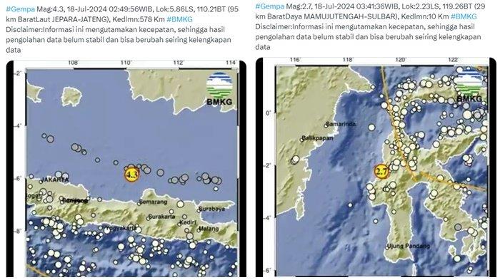 Info BMKG Terkini, Gempa Pagi Ini di Jepara 4.5 Magnitudo dan Mamuju ...