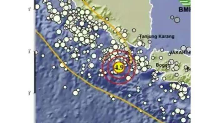 Baru Saja Gempa Magnitudo 4.9, Pusat Gempa 2 Menit yang Lalu di Sumur Banten, Info BMKG ...