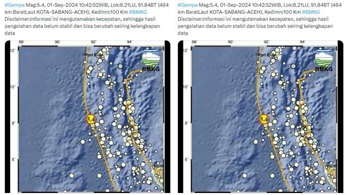 Gempa Baru Saja 5.4 Magnitudo di Kota Sabang Aceh, BMKG: Pusat Gempa di ...