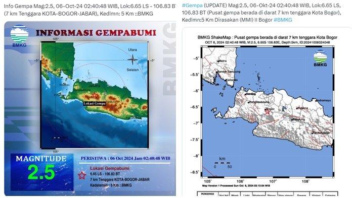Gempa Barusan di Bogor 2.5 Magnitudo, Info BMKG: Gempa Jawa Barat Berpusat di Darat Kedalaman 5 ...