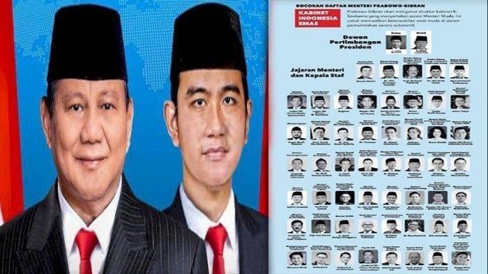 Terbaru Bocoran Susunan Calon Menteri Kabinet Prabowo-Gibran, Banjir Menteri Jokowi, Nasib PDIP ...