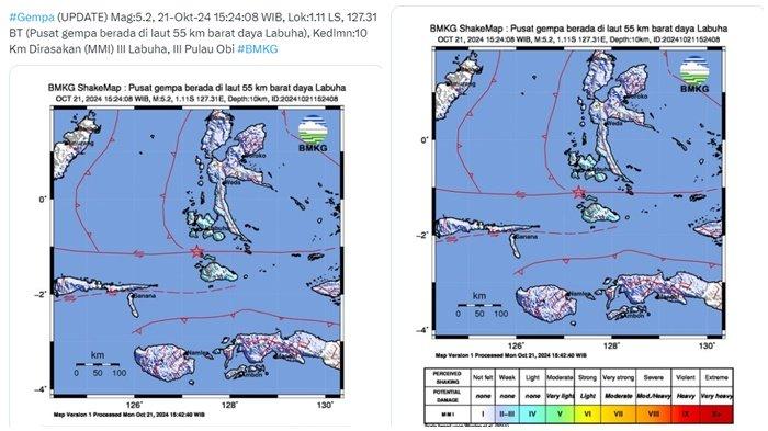 Pusat Gempa Labuha Maluku Utara 5.2 Magnitudo, Info Terkini BMKG: Gempa ...