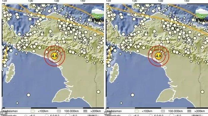Gempa Baru Saja Magnitudo 4.8, Pusat Gempa 2 Menit yang Lalu di Nduga Papua, Cek Info BMKG ...