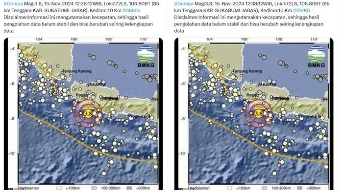 Info Gempa Hari Ini di Sukabumi Magnitudo 3.8, Pusat Gempa Terkini 2 Menit yang Lalu di Jawa ...