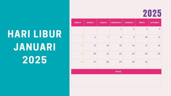 Besok Libur! Cek Tanggal Penting di Januari 2025, Ada Kombinasi Hari ...