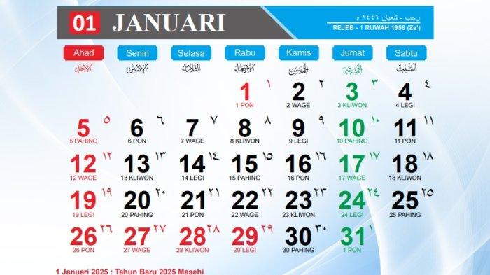 Kalender Januari 2025: Daftar Lengkap Hari Libur Nasional, Cuti Bersama ...