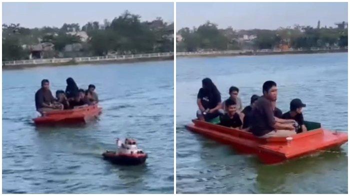 Viral! Momen Kocak Warga Main Kapal dengan Tarikan Tugboat Mini di ...