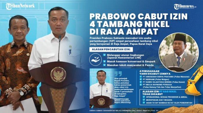 Daftar Pemilik 4 Tambang Nikel di Raja Ampat yang Izinnya Dicabut Prabowo, Lengkap ...