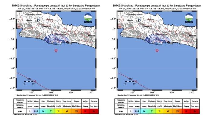 Gempa Bumi Magnitudo 4,4 Guncang Pangandaran dan Sekitarnya, Tidak Berpotensi Tsunami ...
