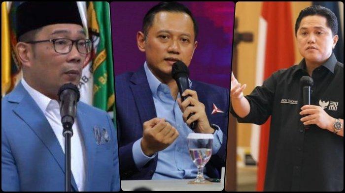 Elektabilitas Ridwan Kamil sebagai Cawapres Masih Teratas tapi Melemah, AHY dan Erick Thohir ...